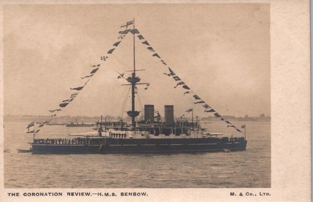 Postcard British Royal Navy HMS Benbow Coronation Review c1900s Photo ...