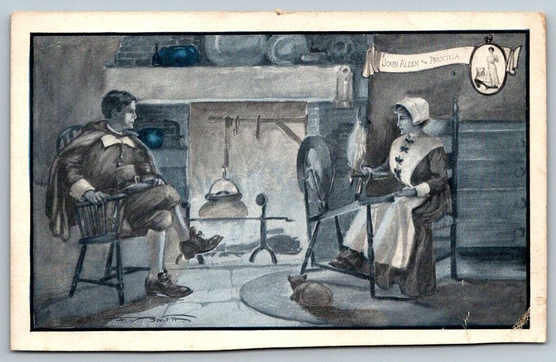 Pilgrims John & Priscilla Alden Pilgrim Society Plymouth Mass. Postcard ...