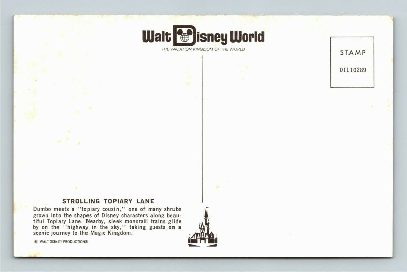 Orlando FL-Florida, Disneyworld, Dumbo & Topiary Shrub, Monorail Chrome ...