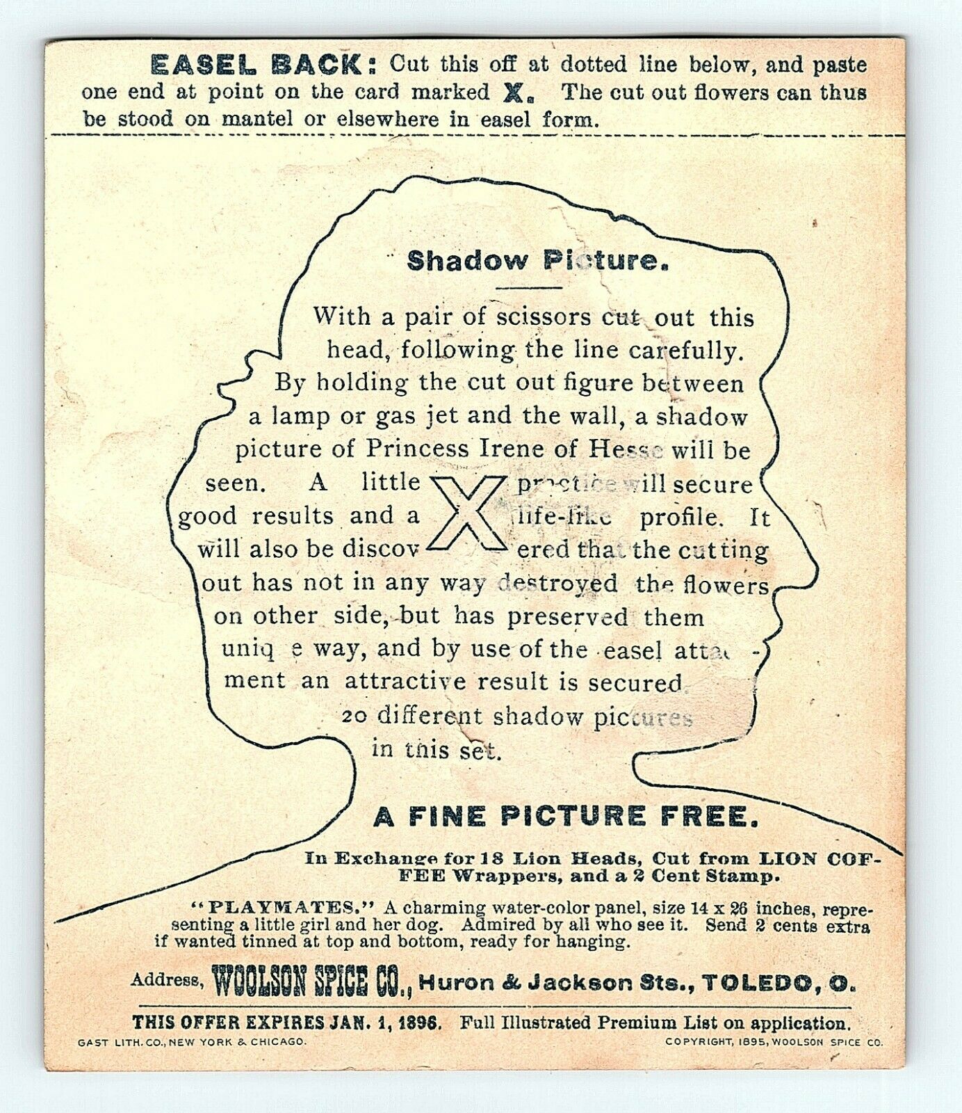 1895 Woolson Spice Co. Shadow Card Princess Irene Of Hesse 7E ...