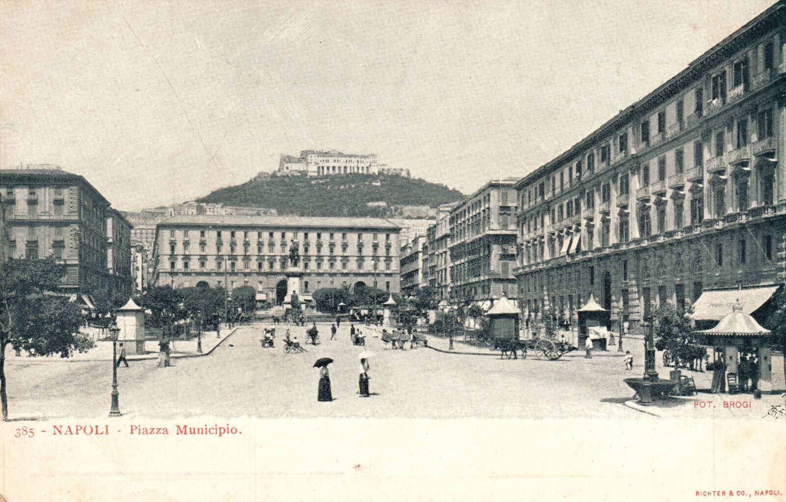 Vintage Postcard 1900's Historic Napoli Piazza Municipio Naples Italy ...