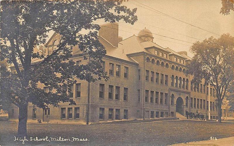 Milton MA High School RPPC Postcard | United States - Massachusetts ...