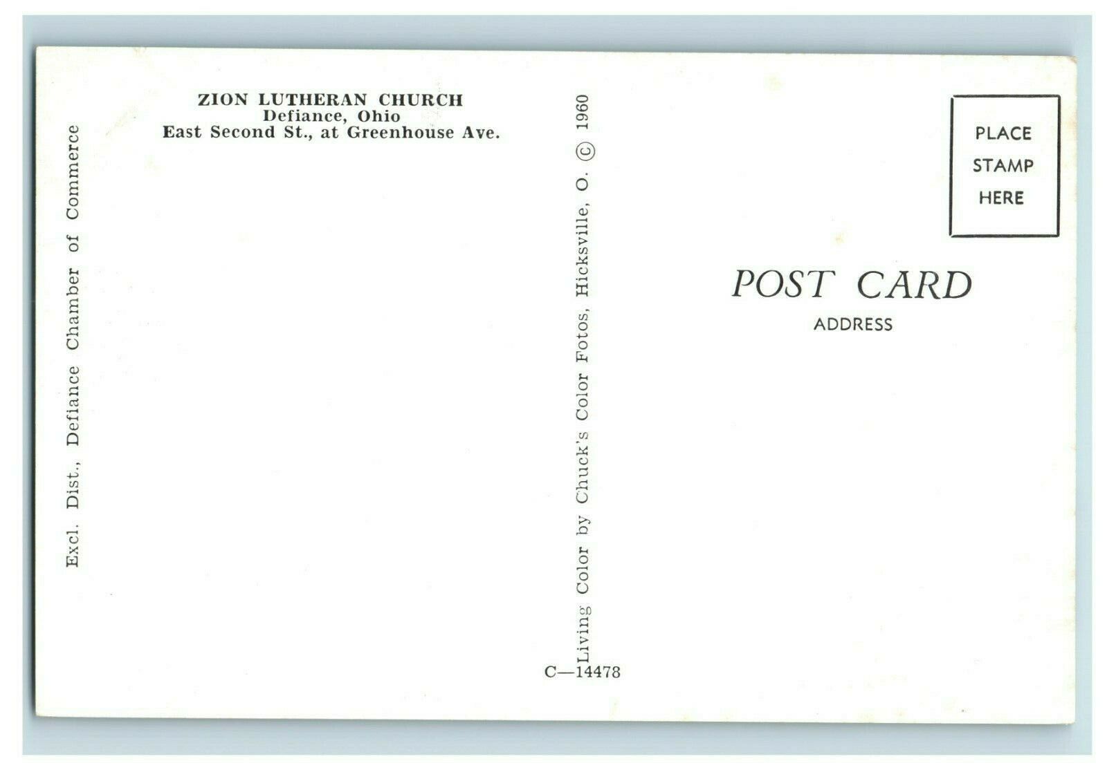 Zion Lutheran Church Building in Defiance, Ohio Vintage Postcard P7 ...