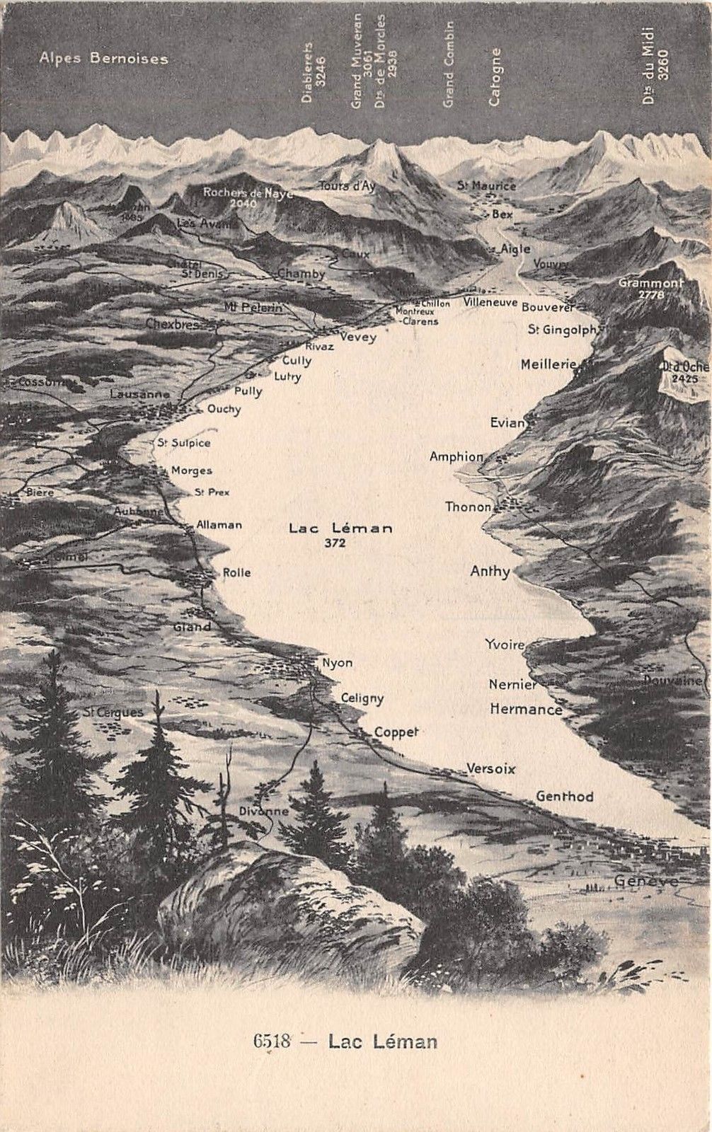 B93802 lac leman map cartes geographiques switzerland | Europe ...