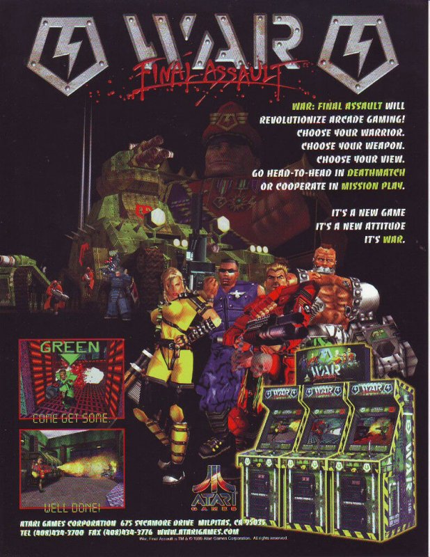 War Final Assault Original Video Arcade Game Flyer Vintage Promo ...