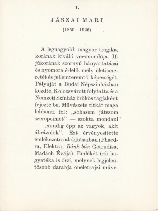 Hungarian famous people card - actress JASZAI MARI | Topics ...