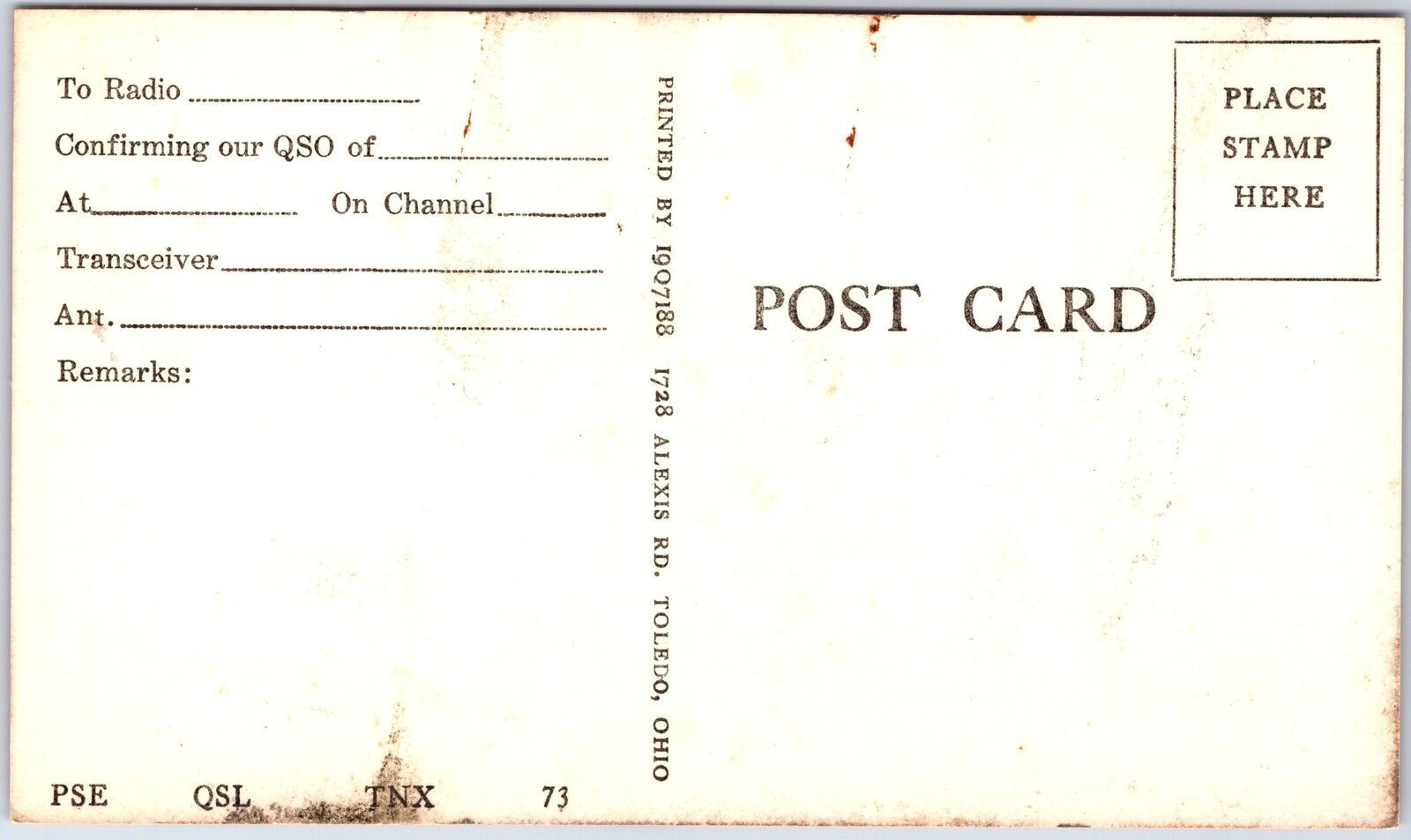 Vintage Postcard QSL HAM Radio Calling Card Klm-2164 at Ashtabula Ohio ...