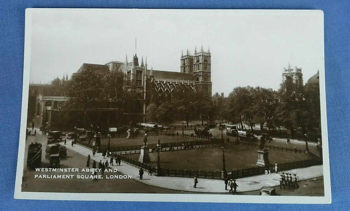 Vintage Real Photo Postcard Westminster Abbey And Parliament Square ...