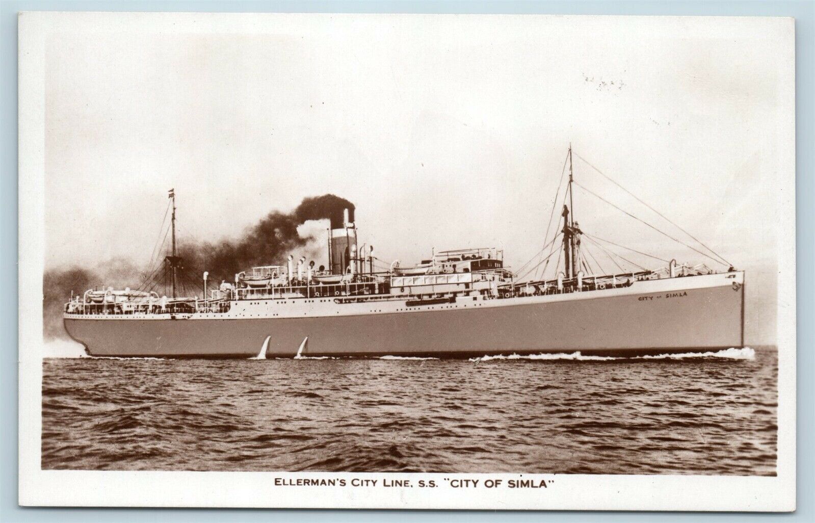 Postcard Ellerman's City Line SS City of Simla Steamer Ship RPPC Real ...