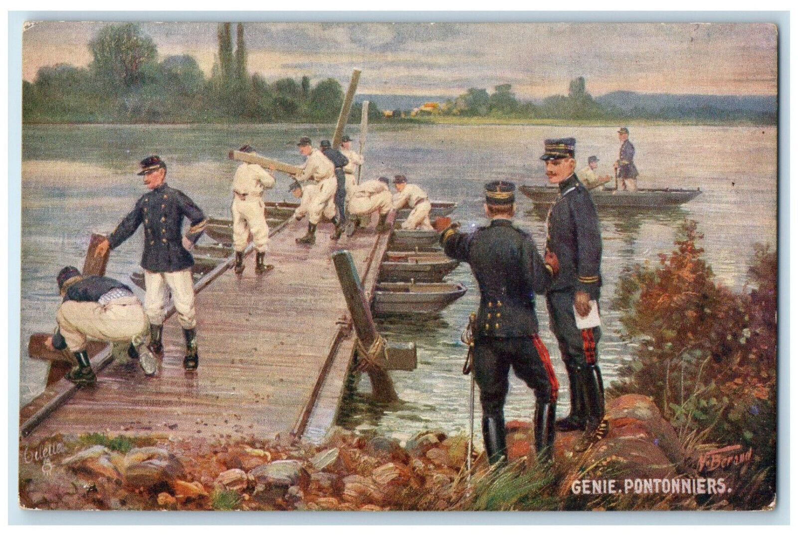 1914 Genie Pontonniers French Army WW1 Engineers Oilette Tuck Art ...