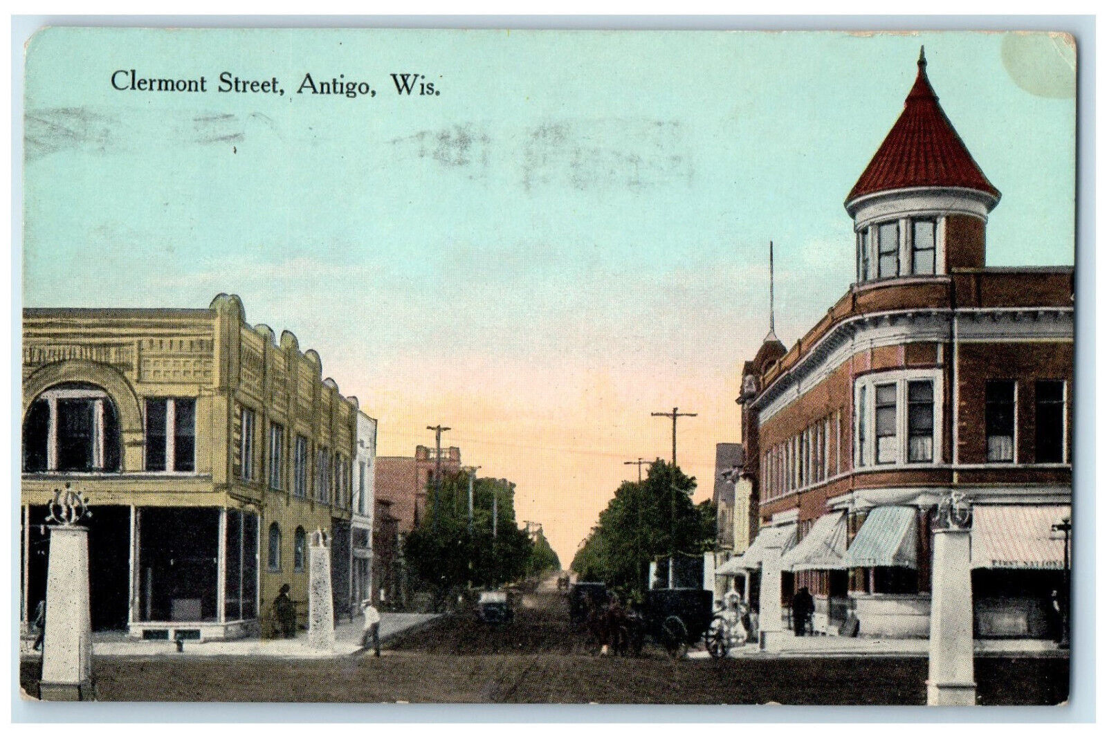 1913 Road at Clermont Street Antigo Wisconsin WI Antique Posted ...