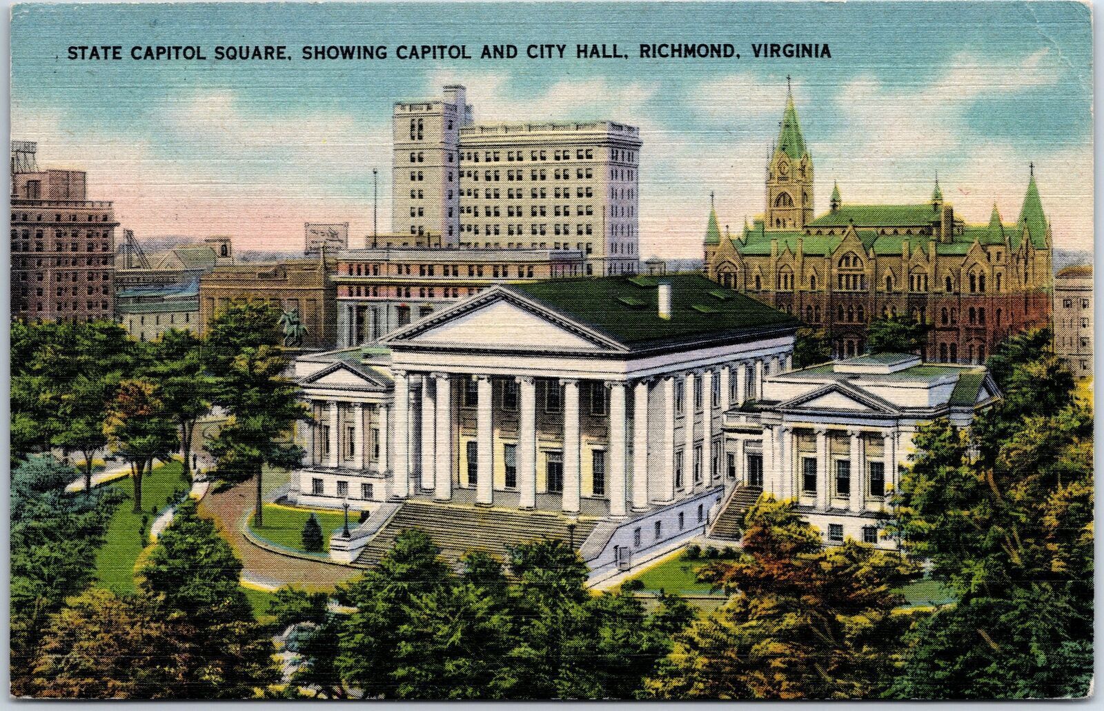 Vintage Postcard State Capitol Square and City Hall, Richmond, Virginia ...