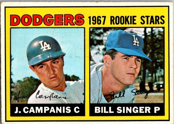 1967 Topps Baseball Card Jimmy Campanis Bill Singer Los Angeles Dodgers ...