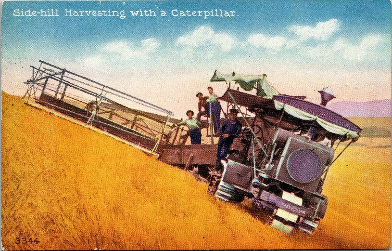 Side-Hill Harvesting Caterpillar Farming Antique Postcard DB PNC UNP ...
