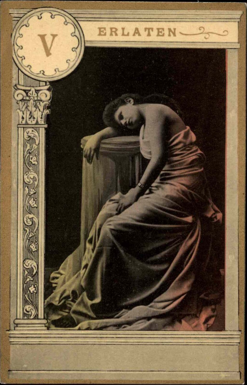 Antique Postcard ART NOUVEAU GRECO ROMAN Woman in Toga "Erlaten ...