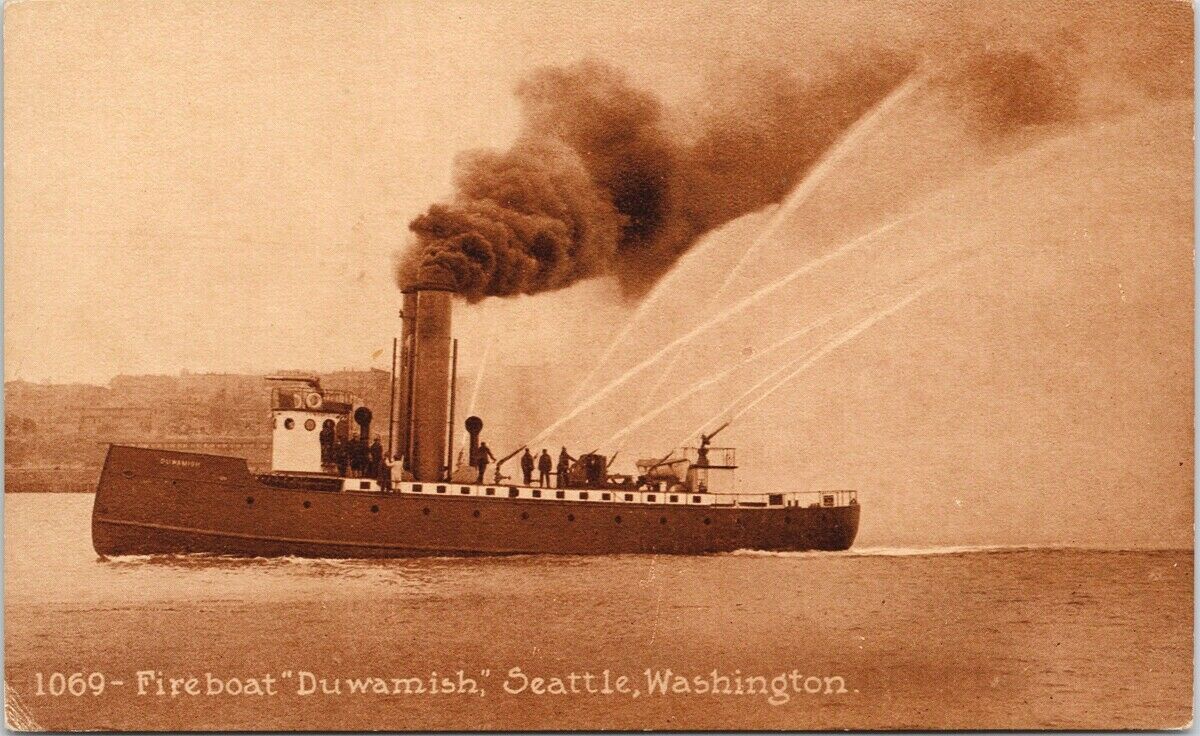 Fireboat Duwamish Seattle WA Washington Boat UNUSED Mitchell Postcard ...