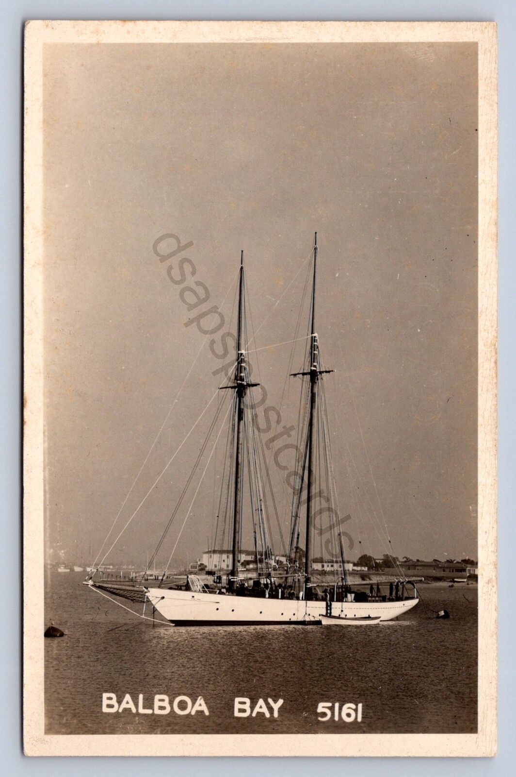 K8/ Balboa Bay California Postcard RPPC c1940s Schooner Ship Masts ...