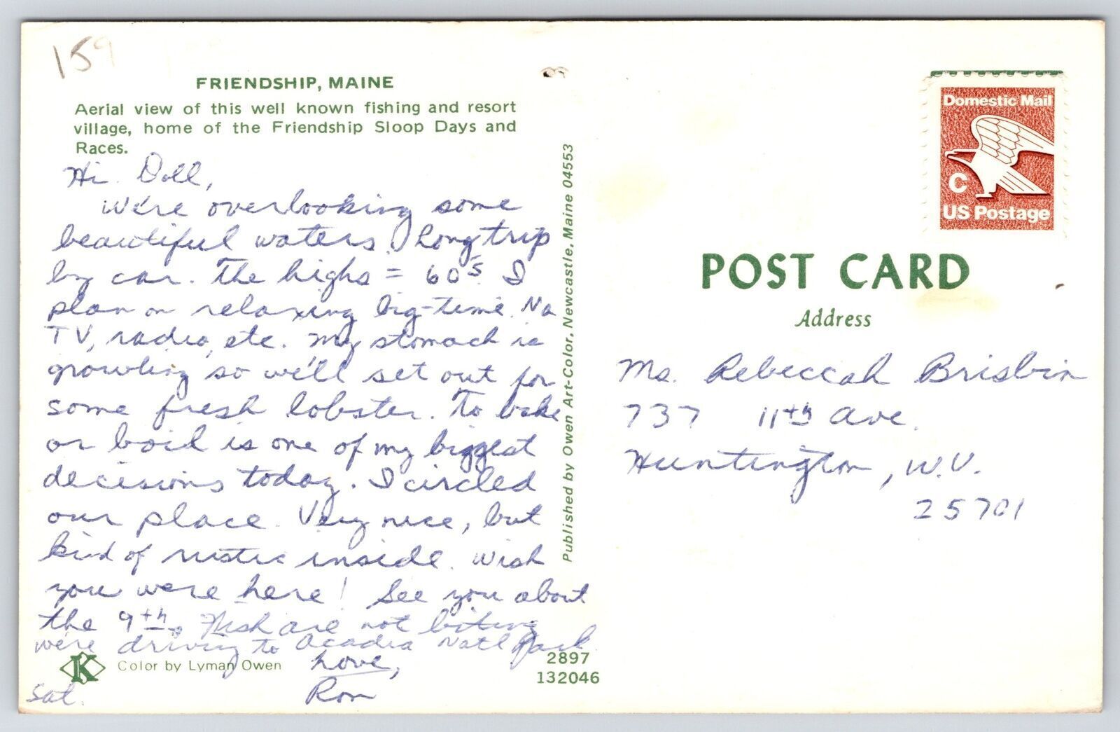 Friendship Maine ME Aerial View Of Well Fishing And Resort Village ...