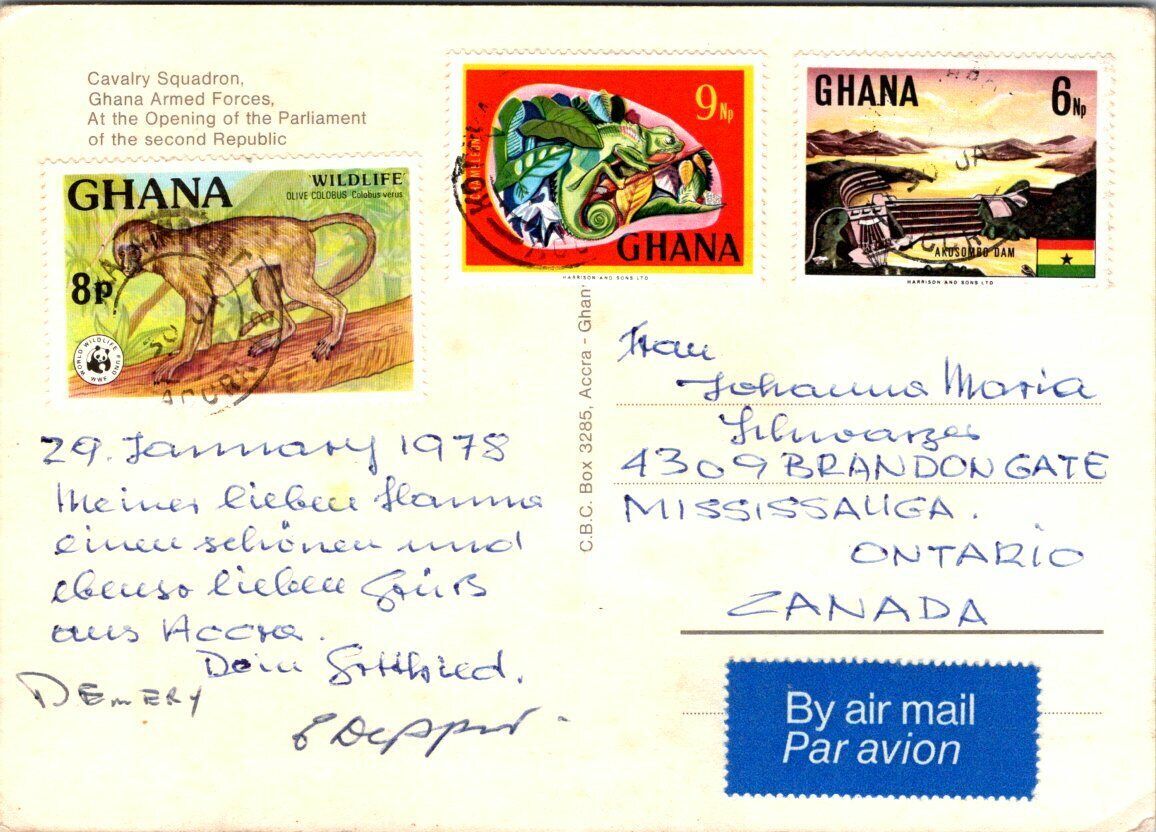 Vintage Continental Size Postcard Cavalry Squadron of the Ghana Armed ...