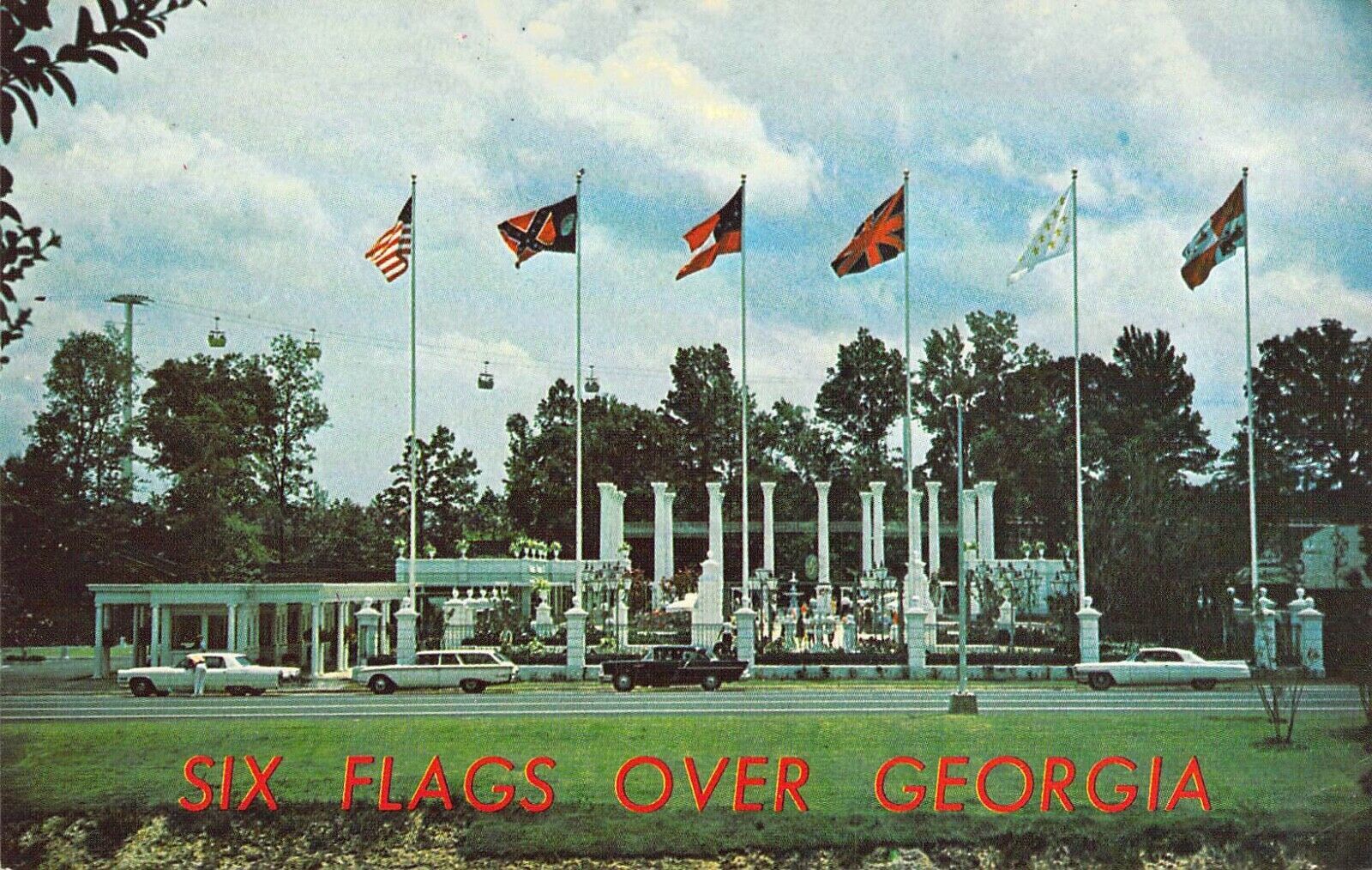 Six Flags Over Georgia, Entrance, Historical Theme Park, Old Postcard ...
