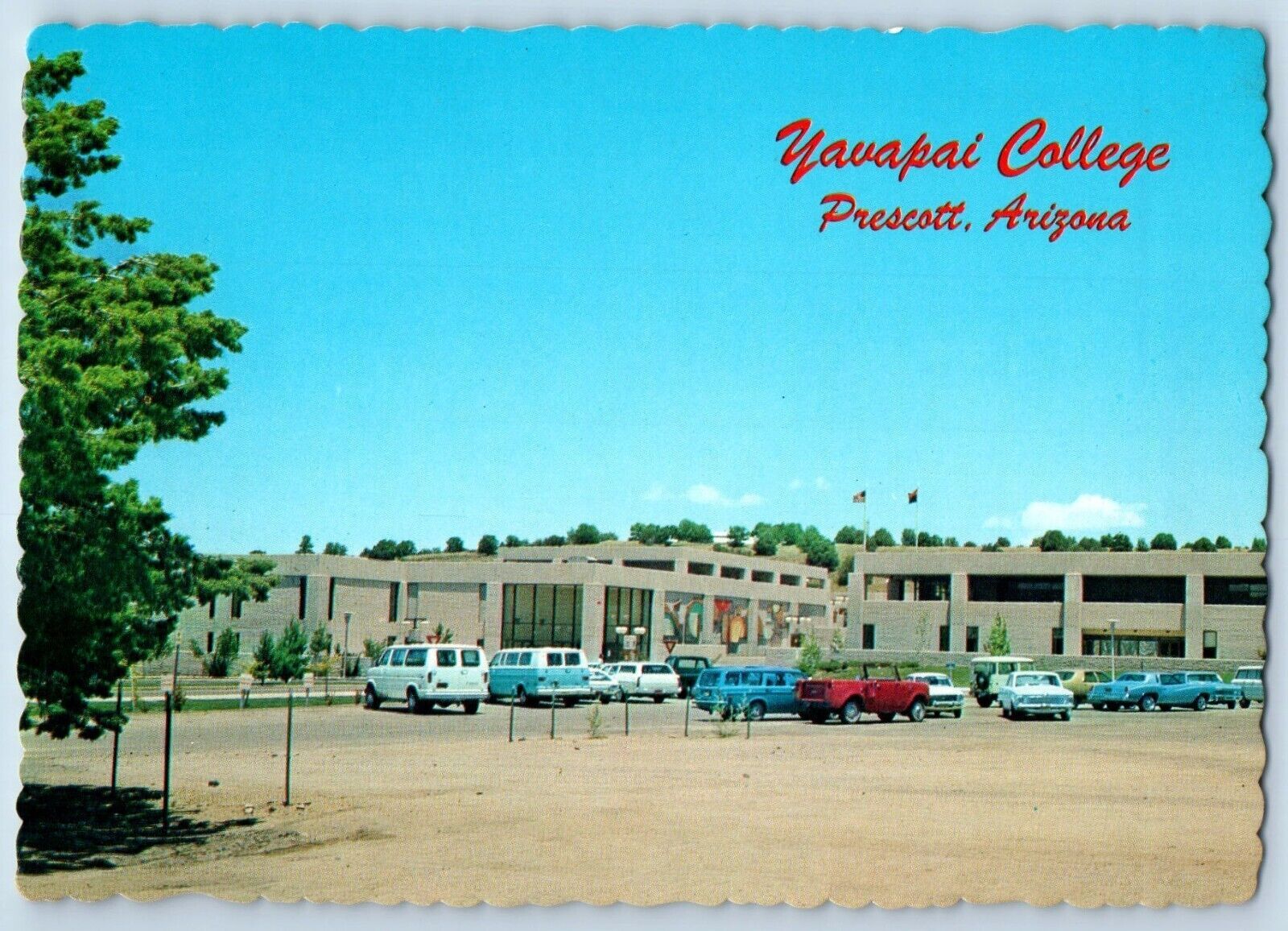 Prescott Arizona Postcard Yavapai College Campus Parking Exterior View ...