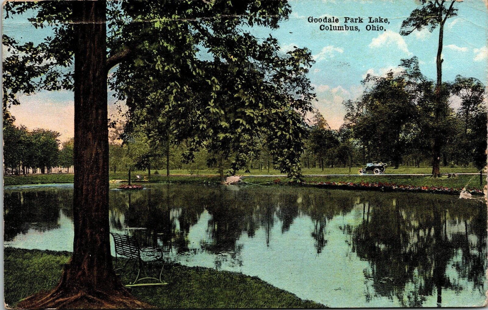 Goodale Park Lake Columbus Ohio Antique Postcard 1c Stamp PM WOB Note ...