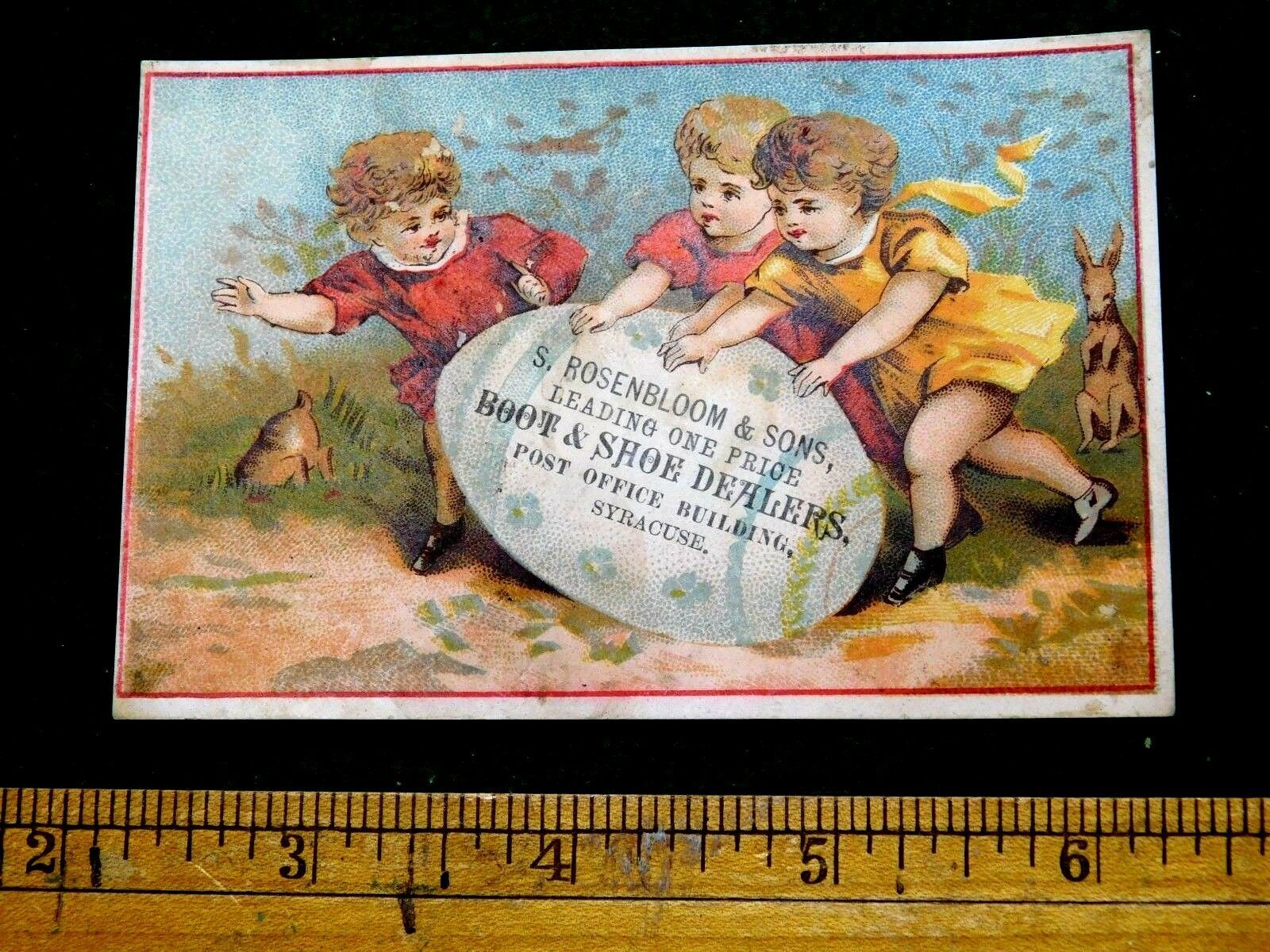 1870s-80s Kids Rolling Giant Easter Egg, S. Rosenbloom & Sons Shoes ...