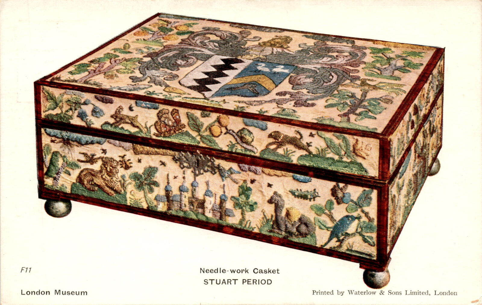 needle-work casket Stuart Period London Museum Waterlow Sons Postcard ...