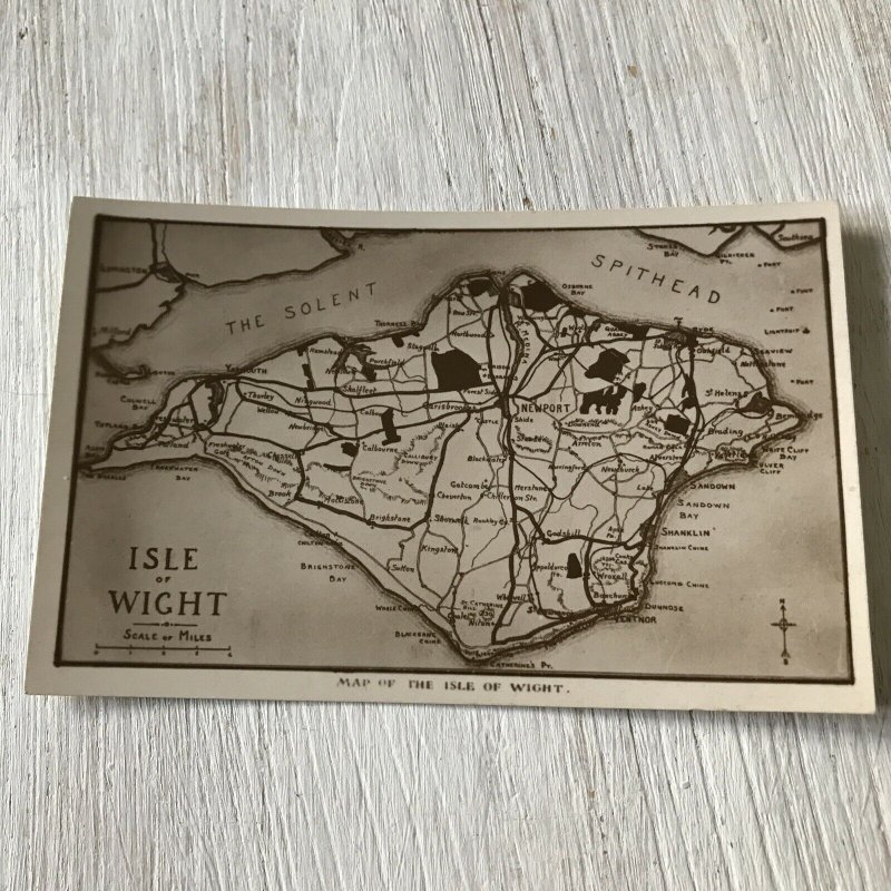 Isle Of Wight Memorabilia Vintage Postcard Map Of The Island The Solent ...