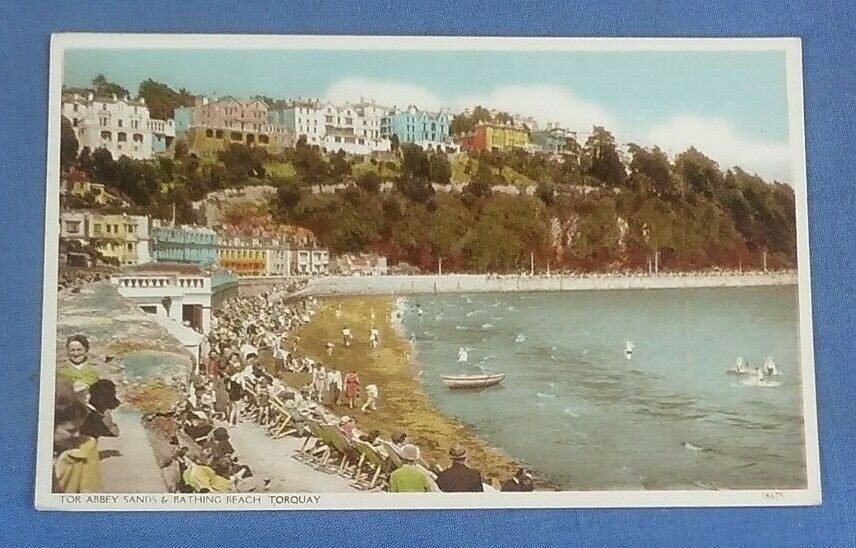Vintage Postcard Tor Abbey Sands And Bathing Beach Torquay Devon I1E ...
