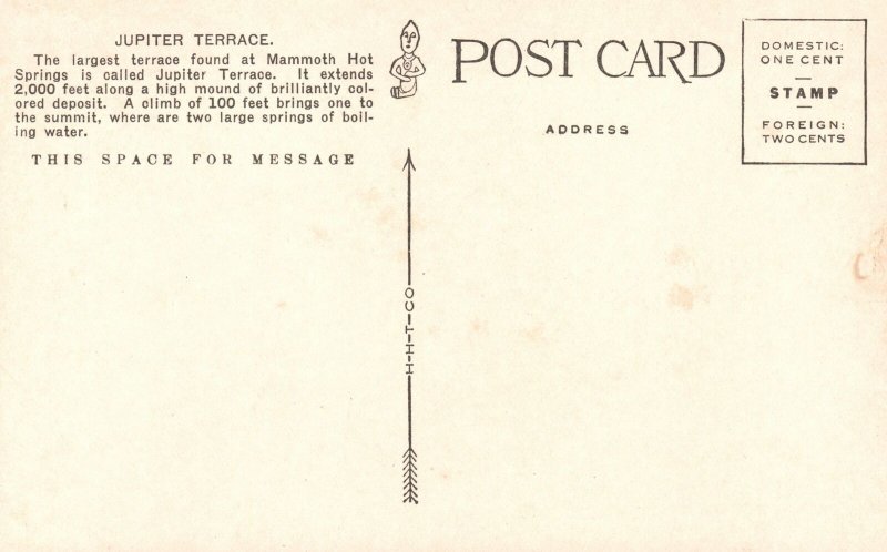 Vintage Postcard Jupiter Terrace Yellowstone National Park Mammoth Hot ...
