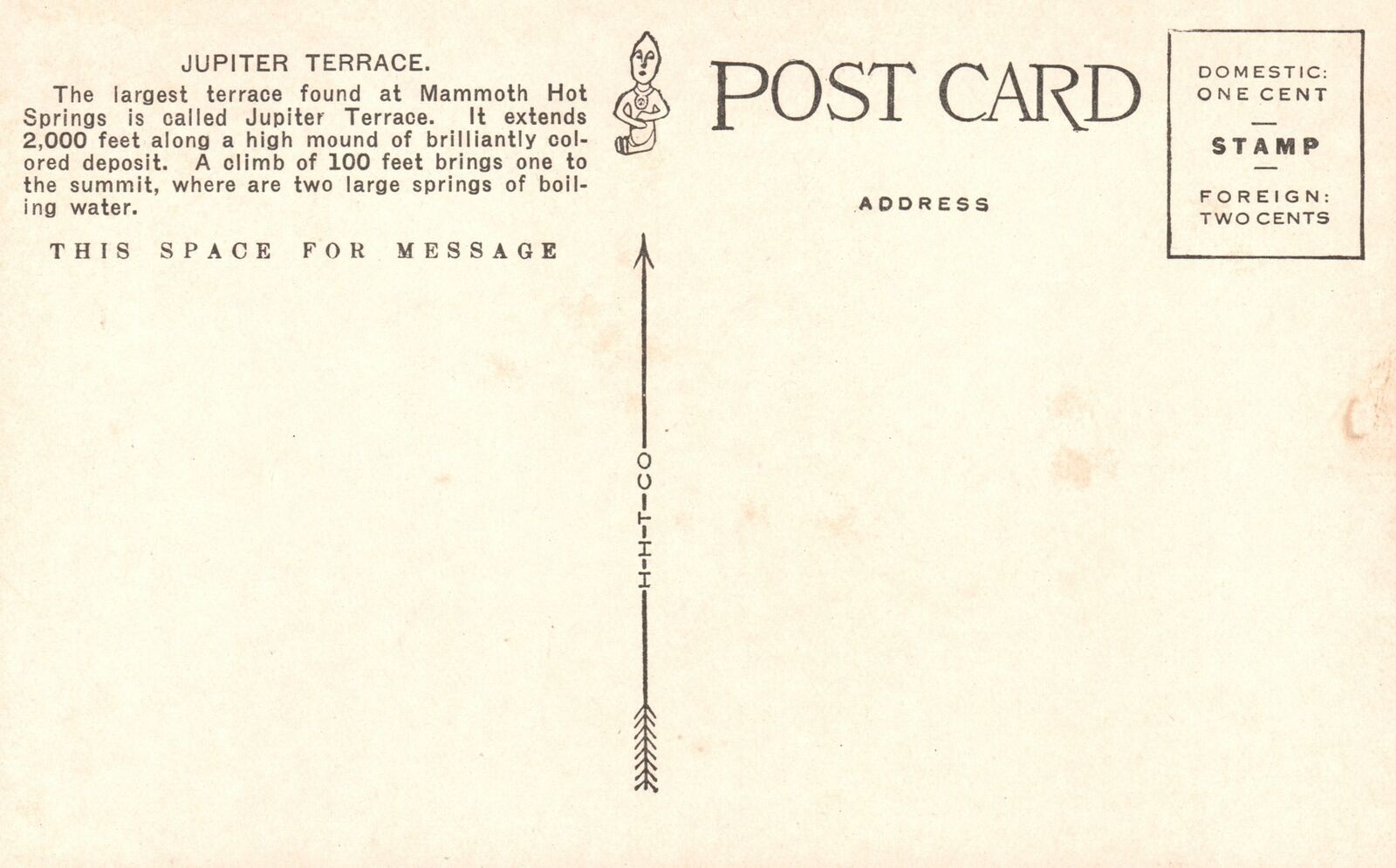 Vintage Postcard Jupiter Terrace Yellowstone National Park Mammoth Hot ...