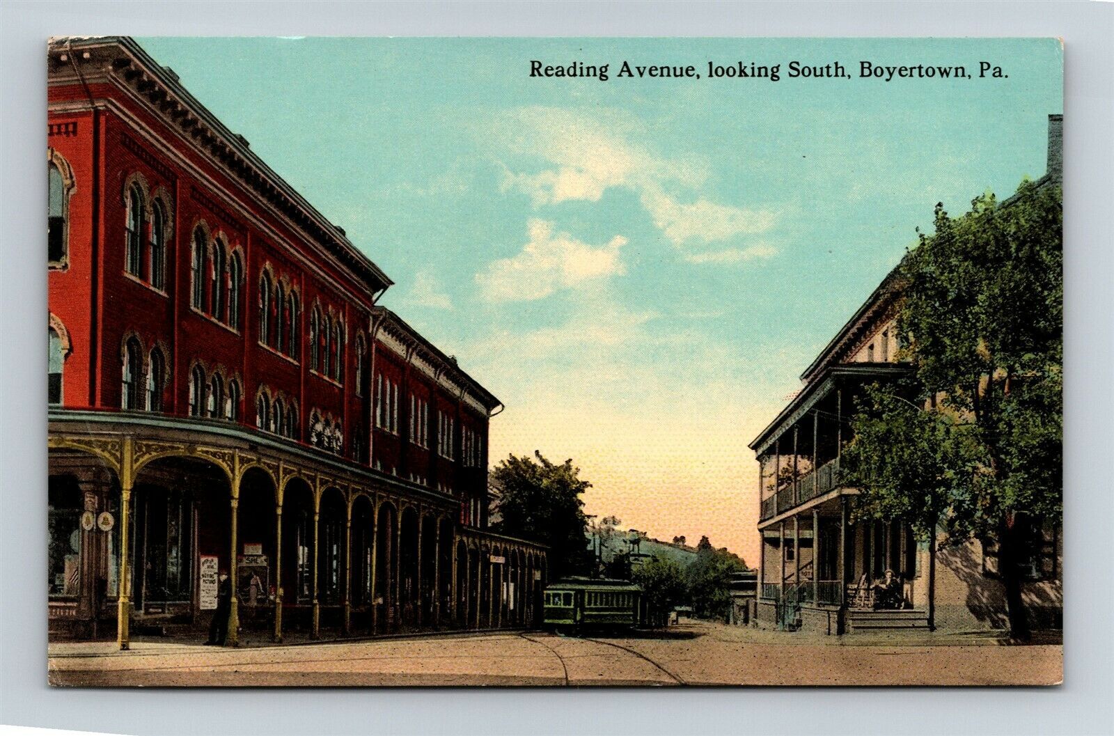 Postcard PA Boyertown Pennsylvania Reading Avenue South View Trolley ...