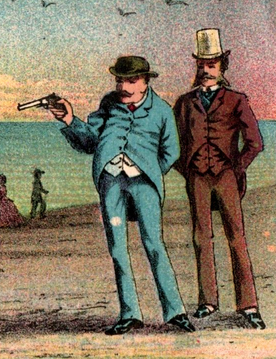 1880s Marshall & Ball Clothing Price List Beach Scene Men Gun Picnic ...