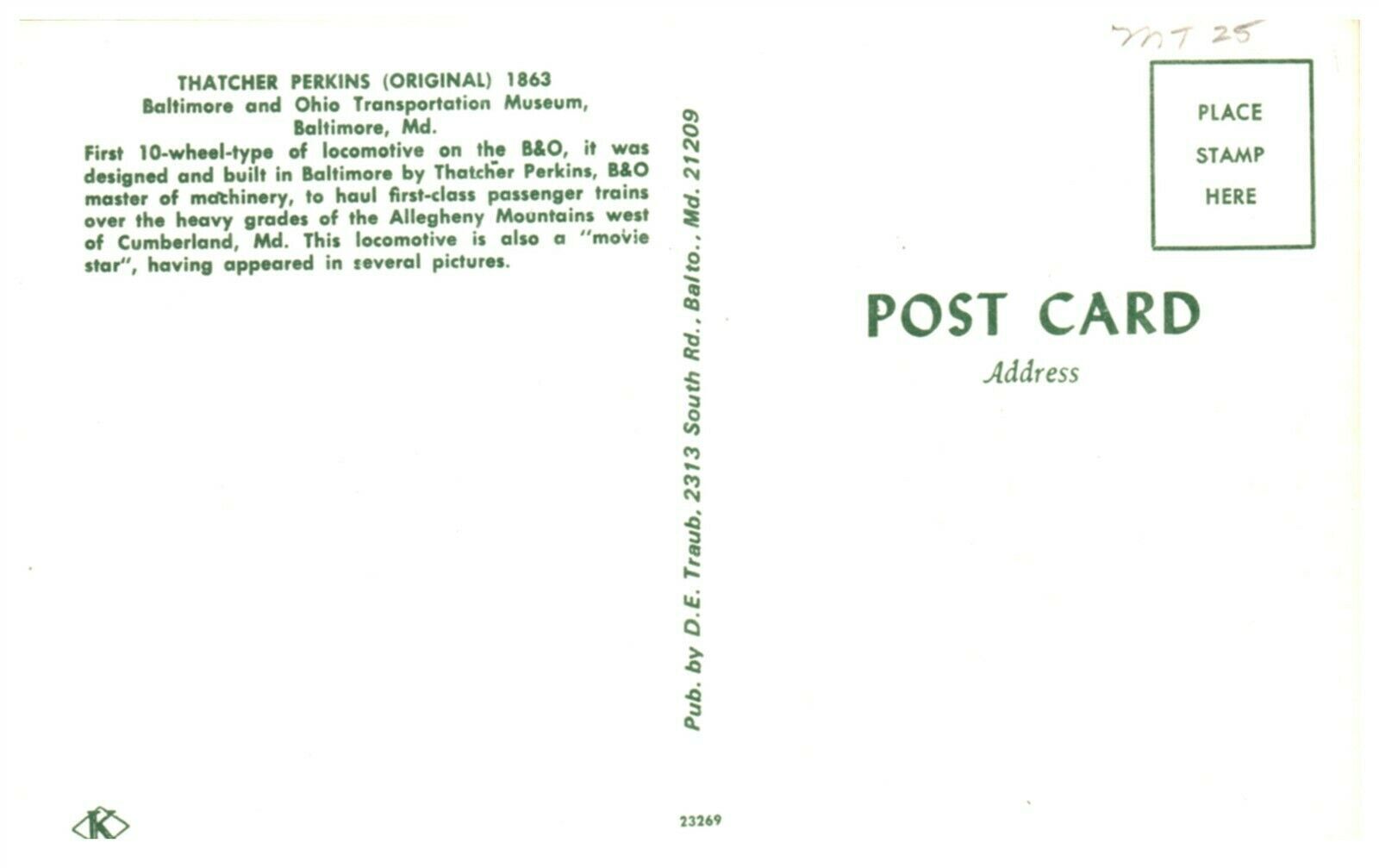 Thatcher Perkins Original 1863 Baltimore & Ohio Transportation Museum ...