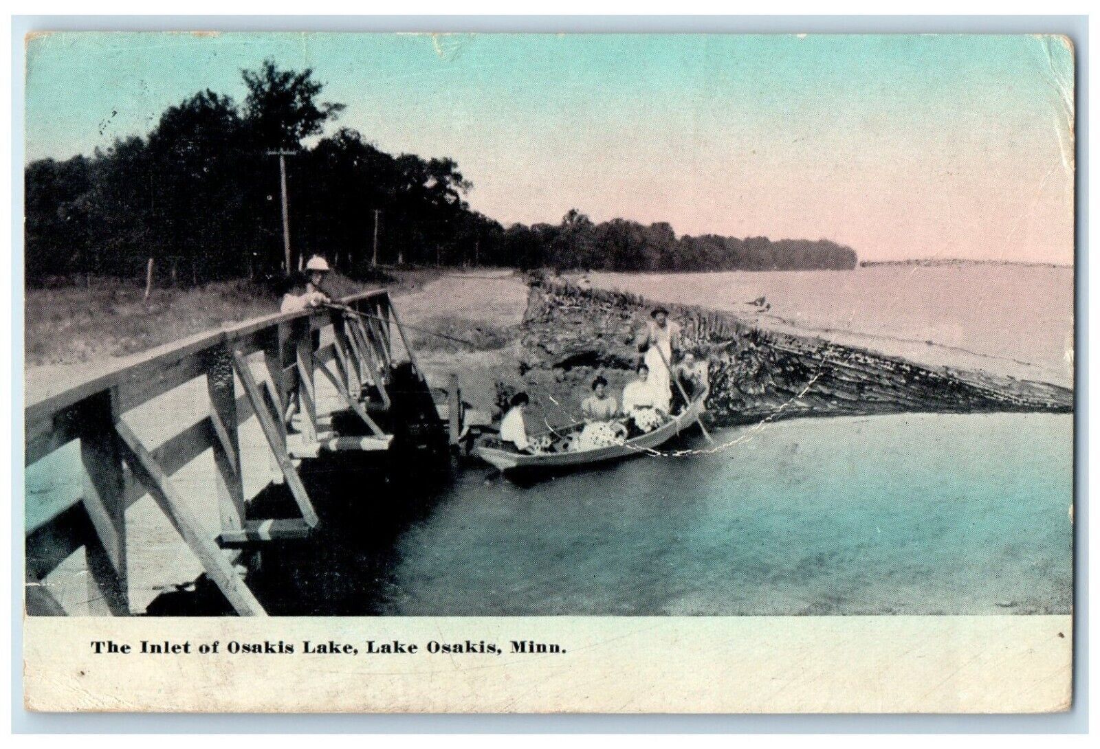 1915 Inlet Osakis Lake Bridge Boat Lake Osakis Minnesota Posted Vintage ...