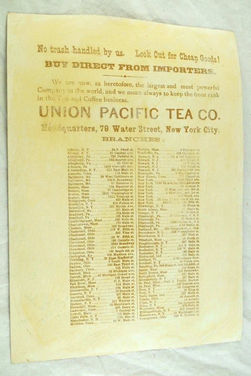 Lovely Angel Lilies Union Pacific Tea Co. Big Easter Trade Card 6" X 8 ...