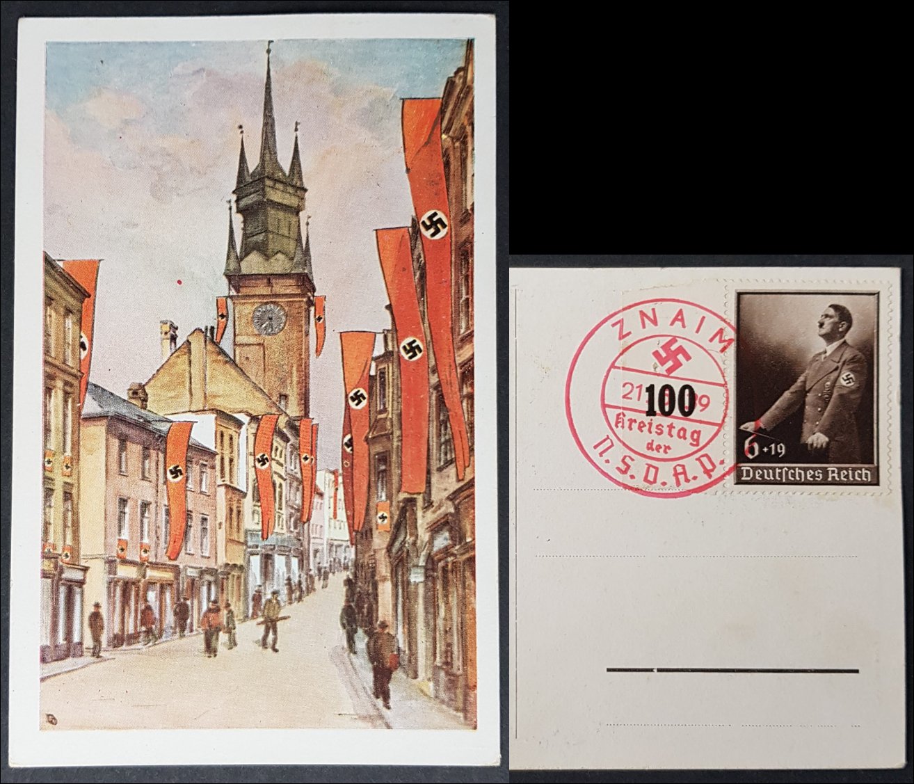 Rare 3rd Reich Original Colour Propaganda Card 1939 Znaim District ...