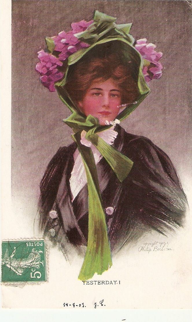 "Philip Boileau. Ladywith fantasy hat. Yesterday" Old vintage American ...