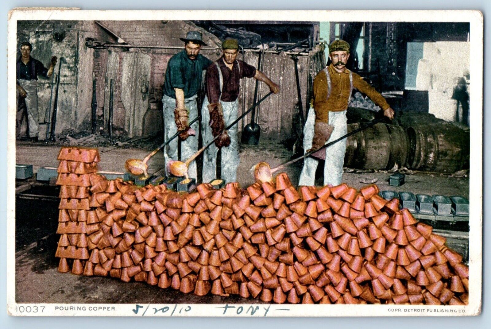 Houghton Michigan MI Postcard Pouring Copper Workers 1910 Antique ...