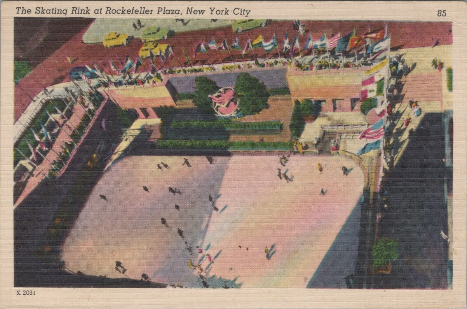 c1940s Birds eye view Skating rink Rockefeller Center New York City ...