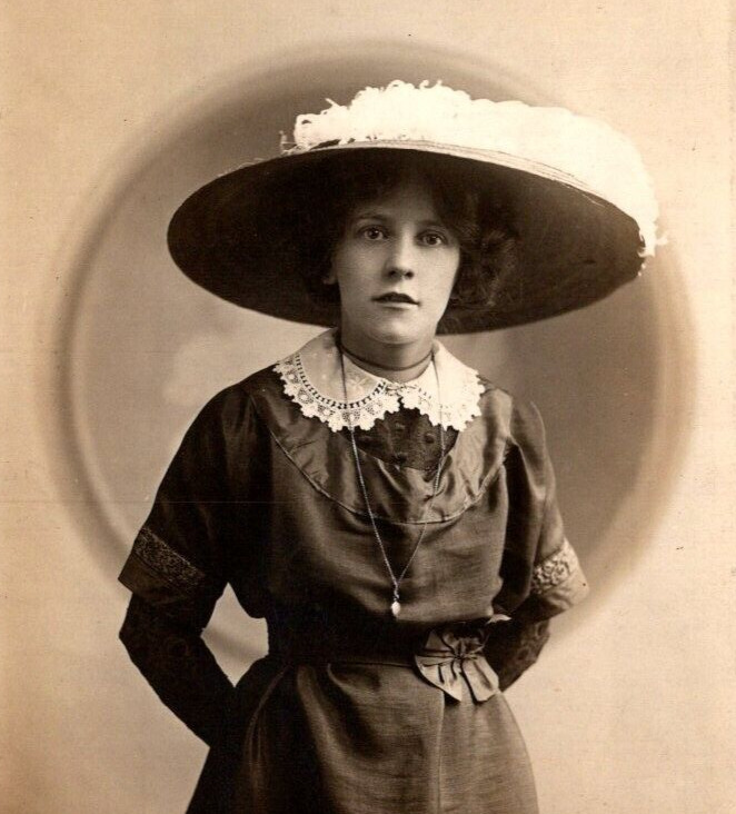 RPPC Pretty Young Lady Dressed Up With Very Large Hat Real Photo c1920 ...
