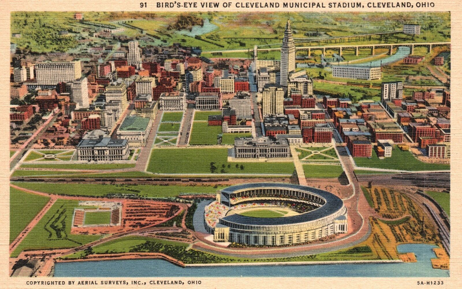 Vintage Postcard 1920's Bird's-Eye View Cleveland Municipal Stadium ...