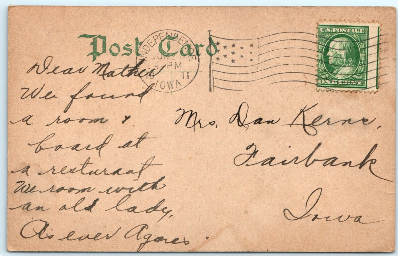 1911 Independence, IA Wapsi River View Postcard Litho Photo Off Center ...