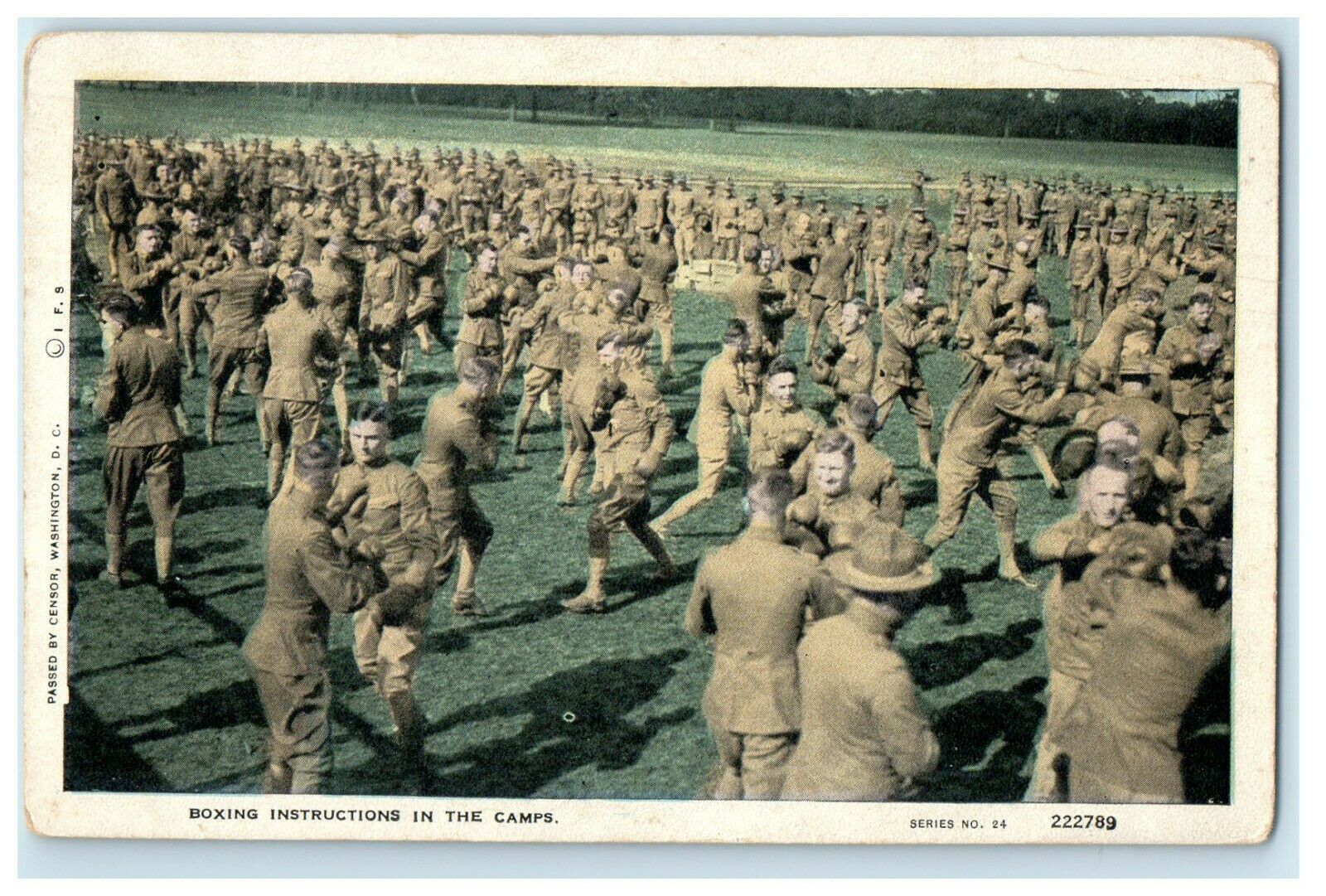 1920 Army Practicing, Boxing Instructions In The Camp Posted Postcard ...