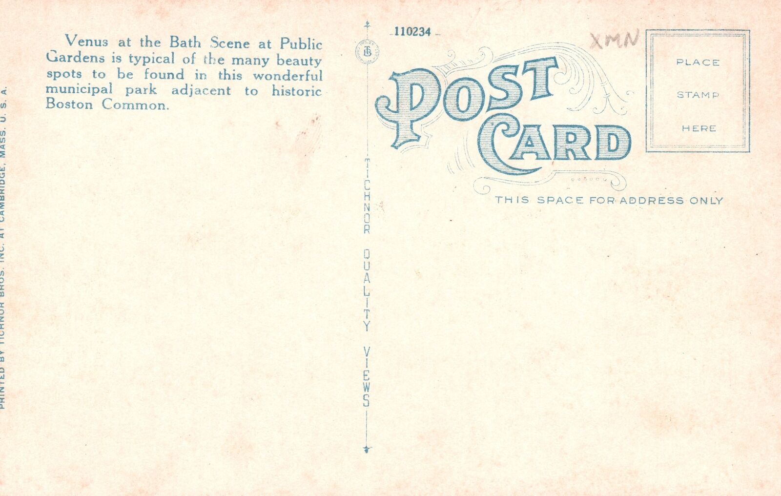 Vintage Postcard Venus at the Beach Scene Public Garden Boston ...