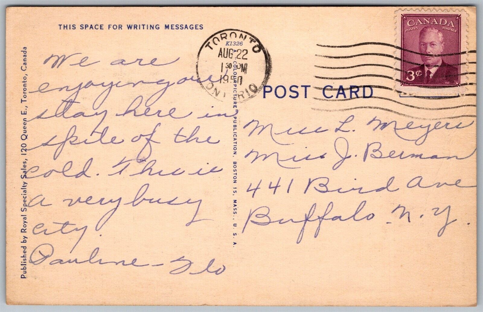 Vtg Toronto Ontario Canada General Hospital 1950s View Linen Old ...