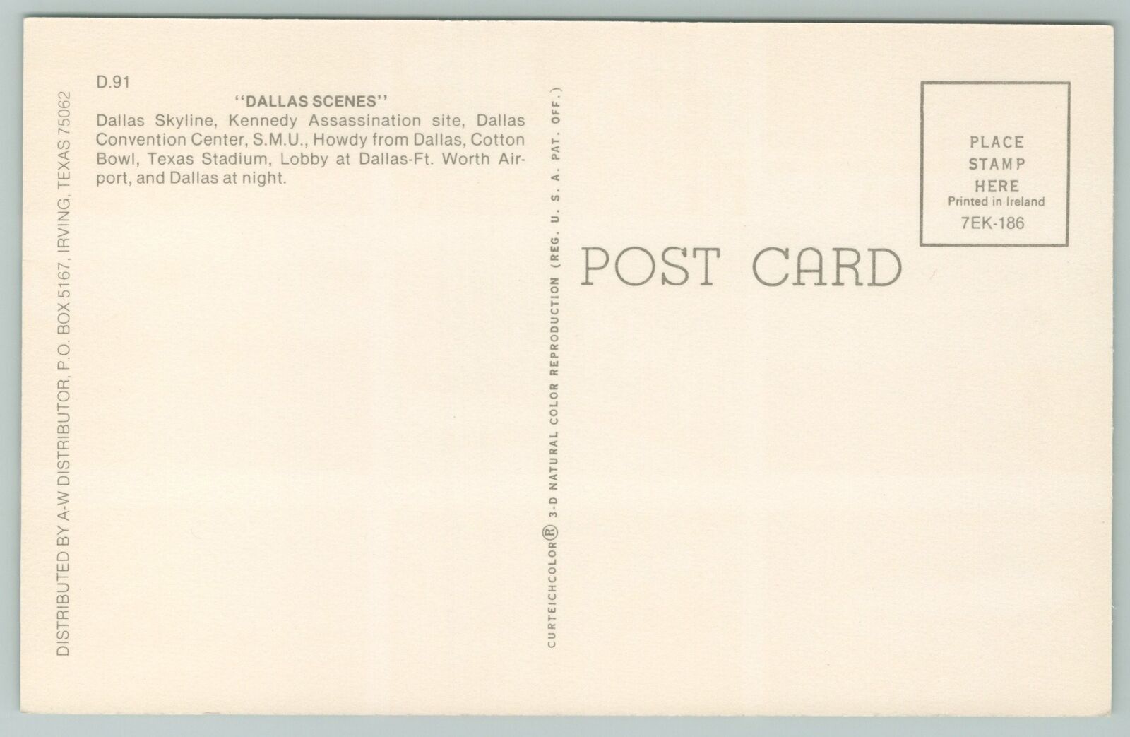 Dallas TexasCard With 9 Dallas Cards W Dallas ViewsVintage Postcard ...