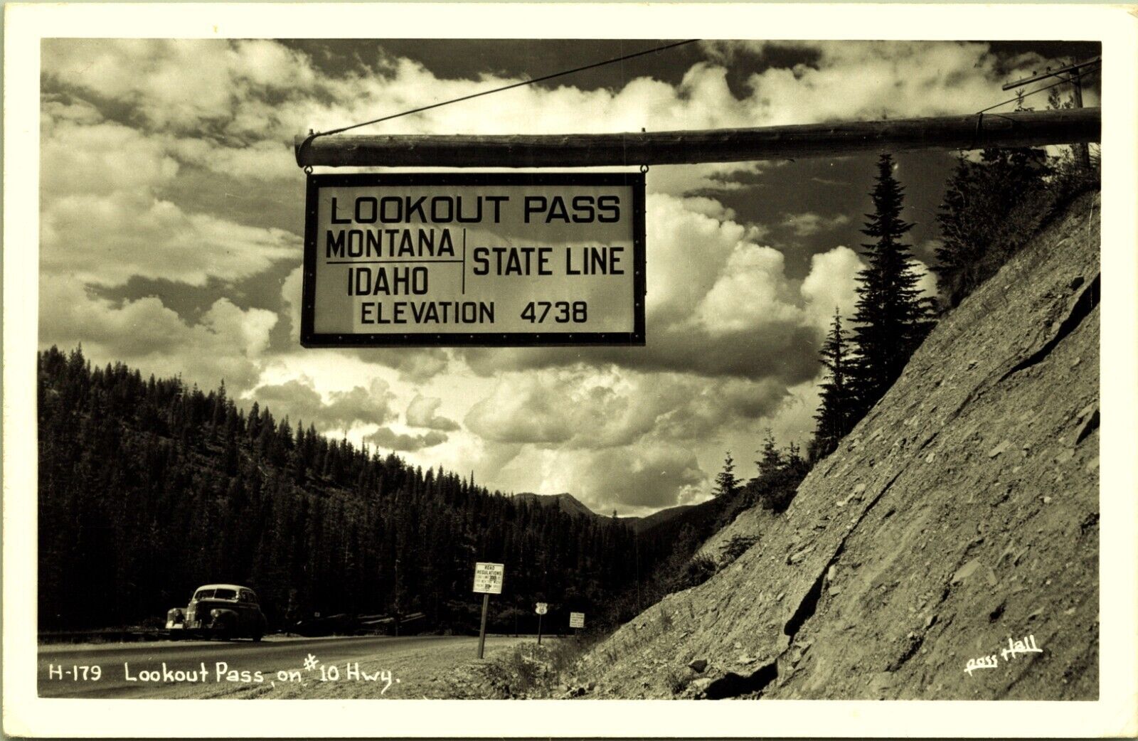 RPPC Lookout Pass Sign antique car Idaho Montana real photo Postcard ...