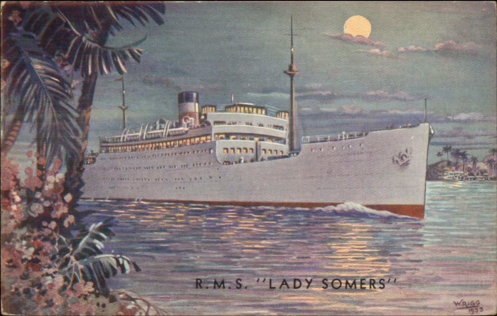Steamship RMS Lady Somers PURSER'S OFFICE HIGH SEAS Ship Cancel ...